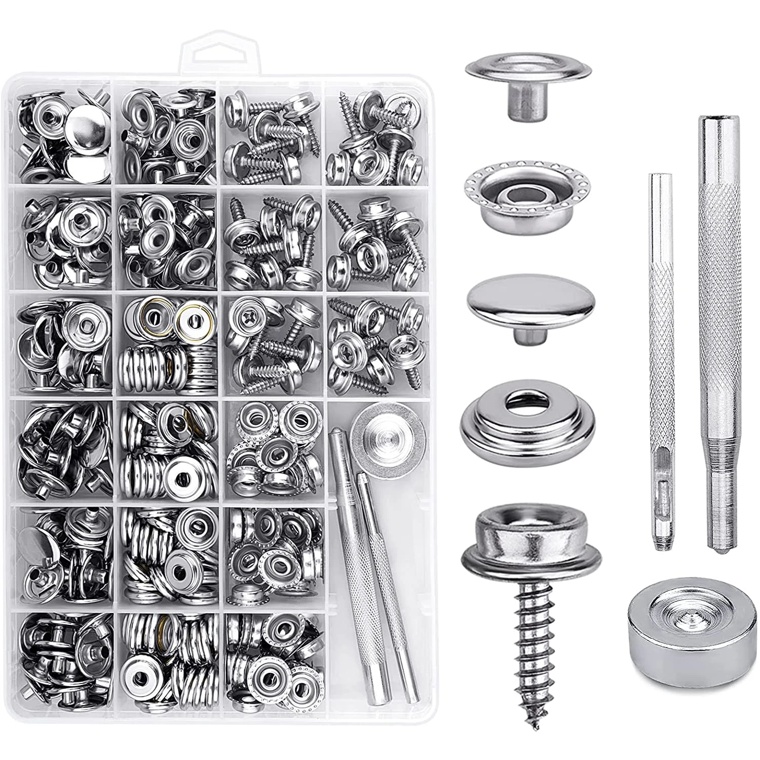 323-Piece-Marine-Canvas-Snap-Button-Kit-Stainless-Steel-Snaps-Fasteners ...