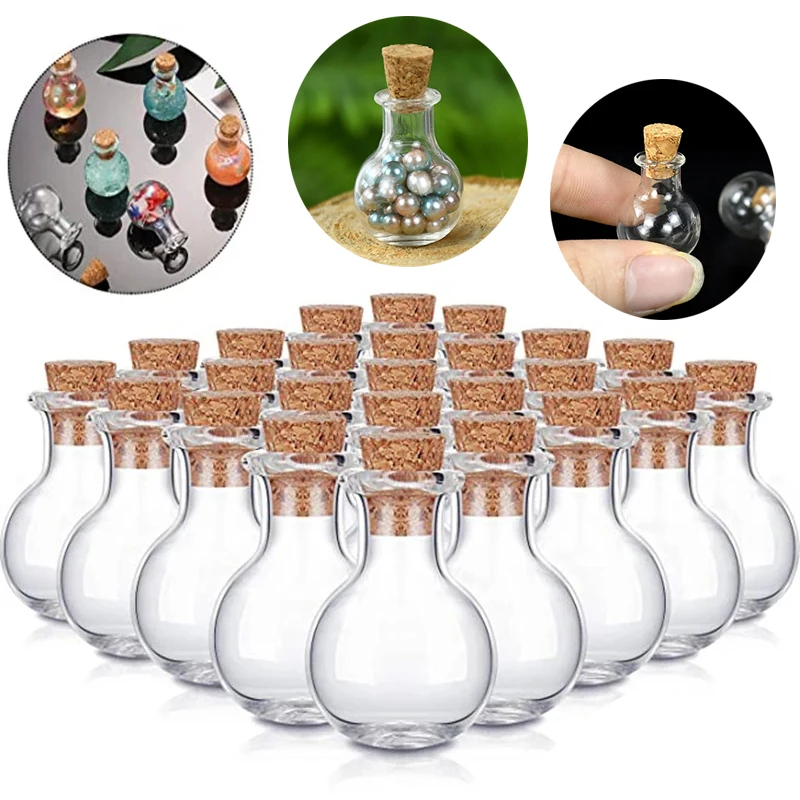 10pcs-Mini-Glass-Bottles-With-Cork-Transparent-Flasks-Wishing-Message ...