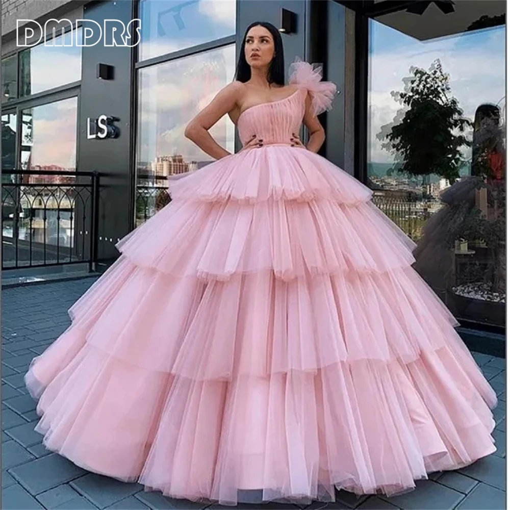 Baby-Pink-Multilayer-Prom-Dress-Princess-Personalize-Dress-Tulle-Sweep ...