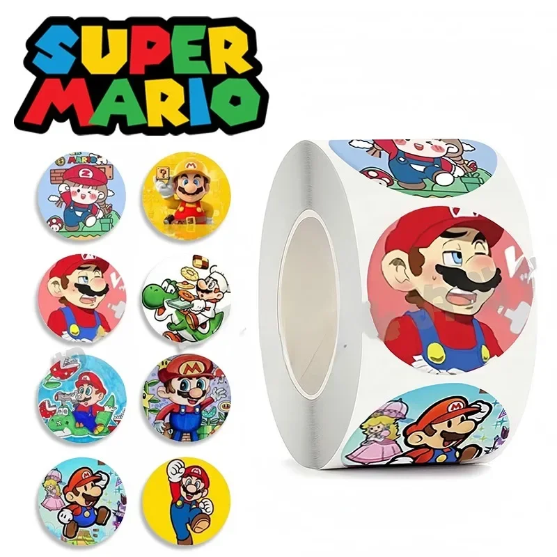 500-Uds-Pegatinas-de-Super-Mario-Bros-etiqueta-de-sello-de-Anime-rollo ...