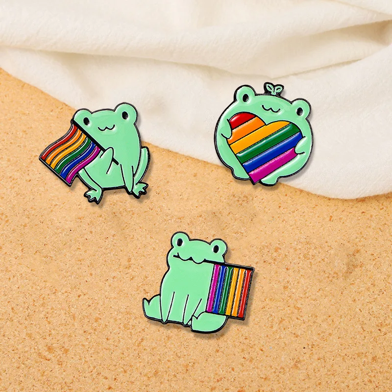 Pin-de-esmalte-de-rana-de-orgullo-Animal-de-dibujos-animados-Bandera-de ...