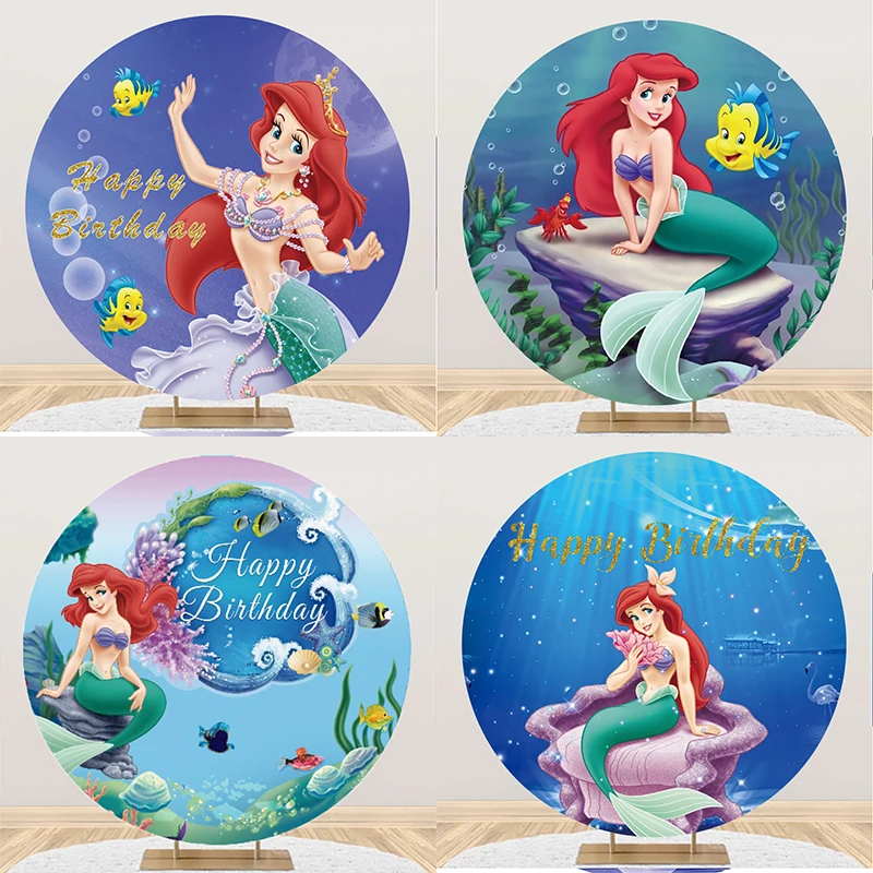 Disney-Round-Circle-Little-Mermaid-Ariel-Backdrop-Princess-Happy ...