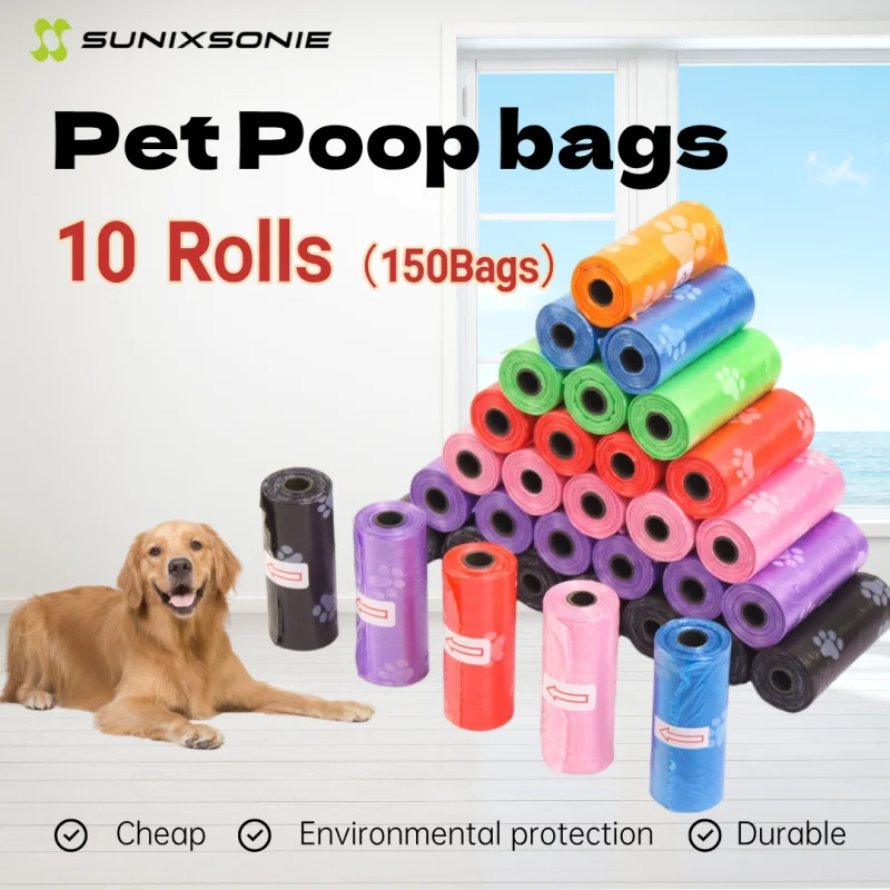 1-10 Rolls Biodegradable Pet Dog Poop Bags with Printing Outdoor ...