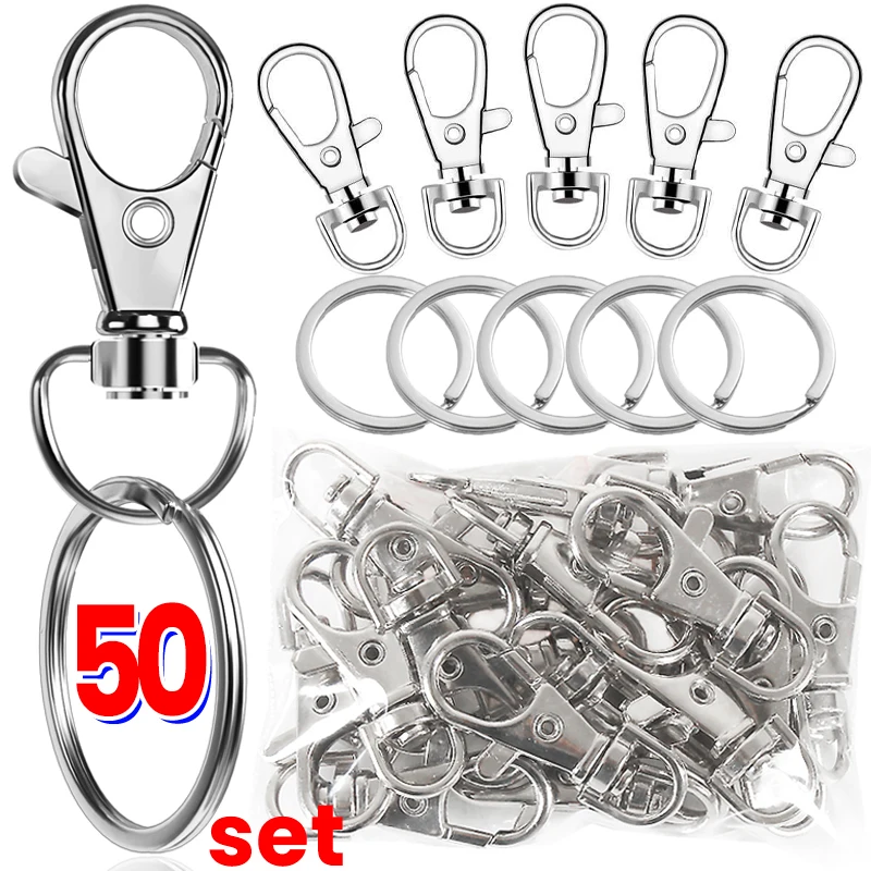 50PCS-Swivel-Clasps-Lanyard-Snap-Hooks-Key-Chain-DIY-Gold-Silver-Plated ...