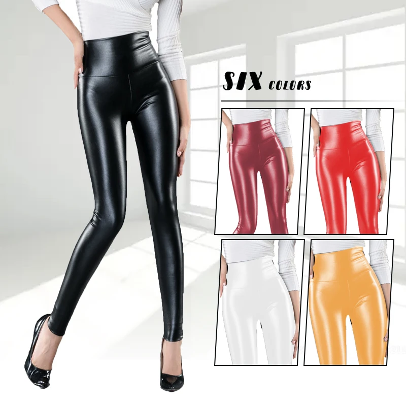 Women-Elastic-Stretch-Faux-PU-Leather-Autumn-Winter-Pencil-Pants-Velvet ...