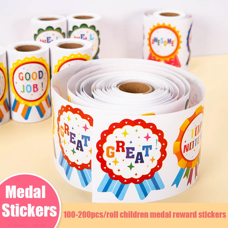 100-200pcs-Medal-Reward-Sticker-Small-Red-Flower-Child-Praise-Sticker ...