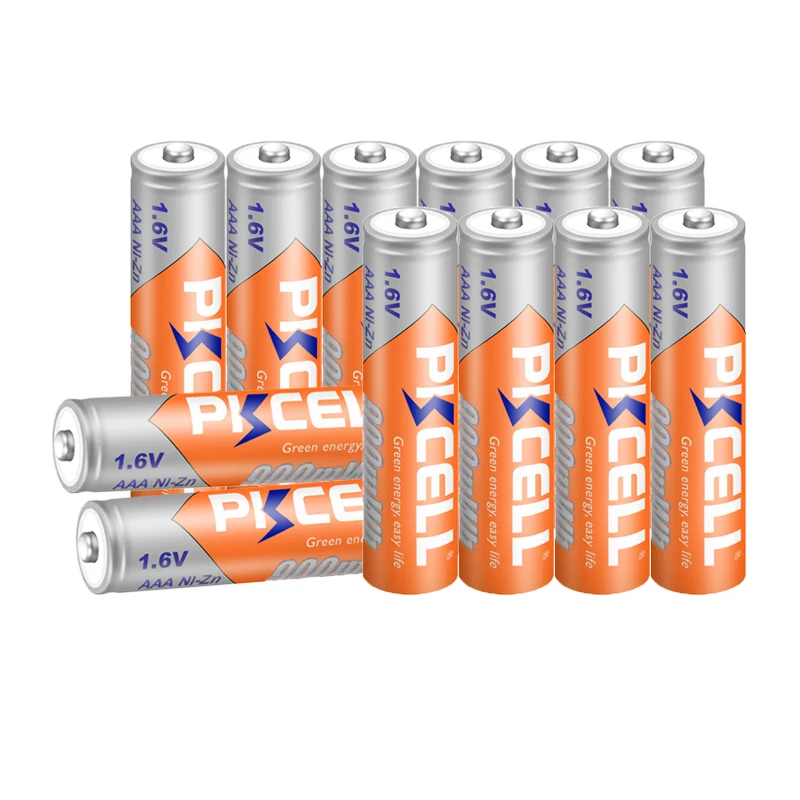 12pcs Pkcell Aaa 1.6v 900mwh Ni-zn Aaa Rechargeable Battery Batteries ...