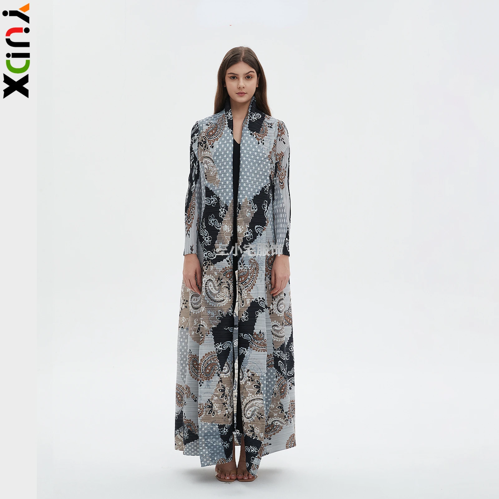 YUDX-Miyake-Pleated-Women-Robe-2024-Summer-New-Vintage-Printed-Nine ...