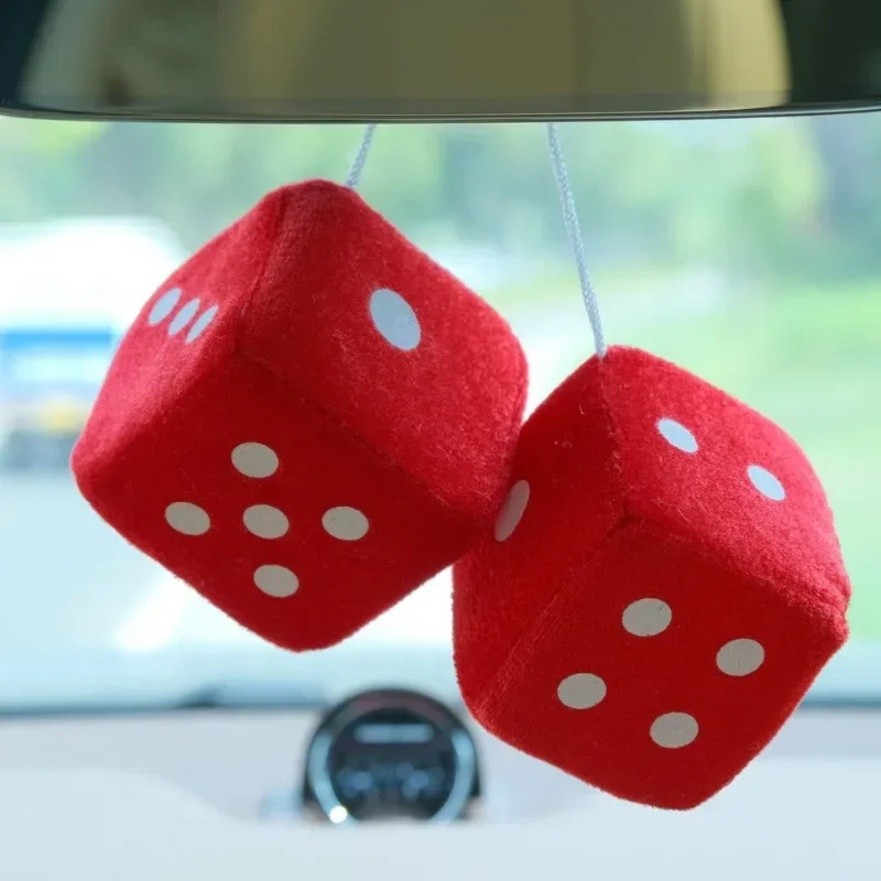 Car Dice Auto Rear Mirror Plush Dice Soft &Fuzzy Car Charm Interior ...