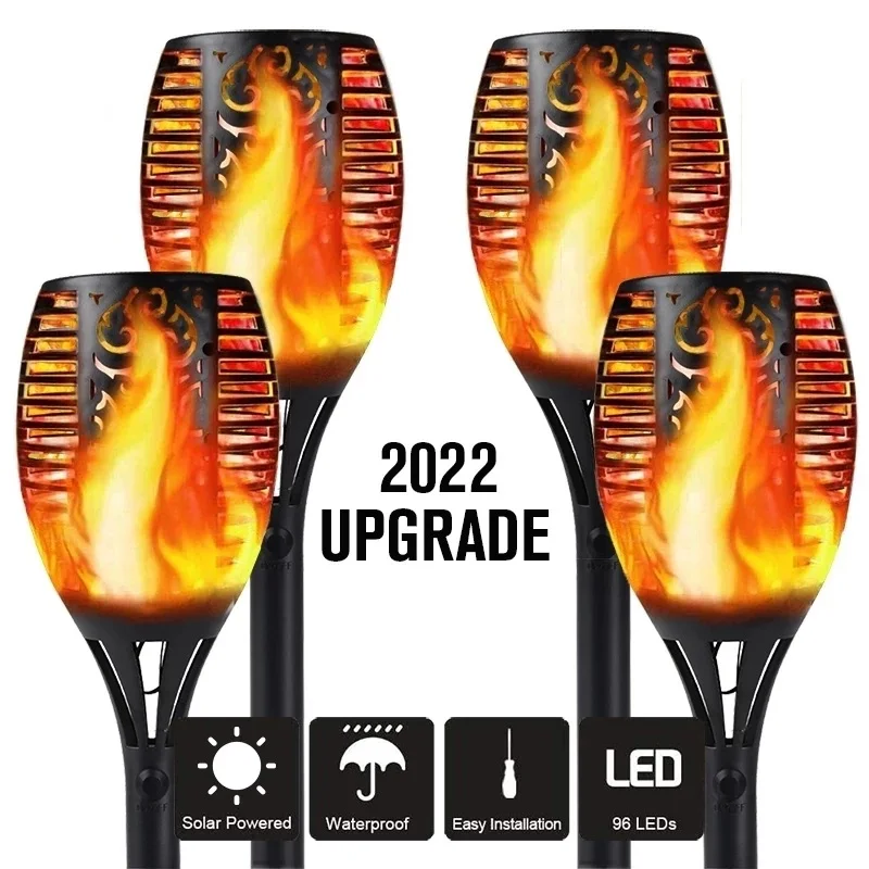 Hot 51led 96led Solar Flame Torch Light Flickering Waterproof Garden ...