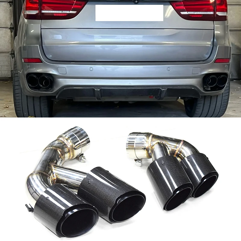 Quad-Car-Exhaust-Tip-For-BMW-F15-X5-X5M-35i-2014-2018-Carbon-Fiber ...