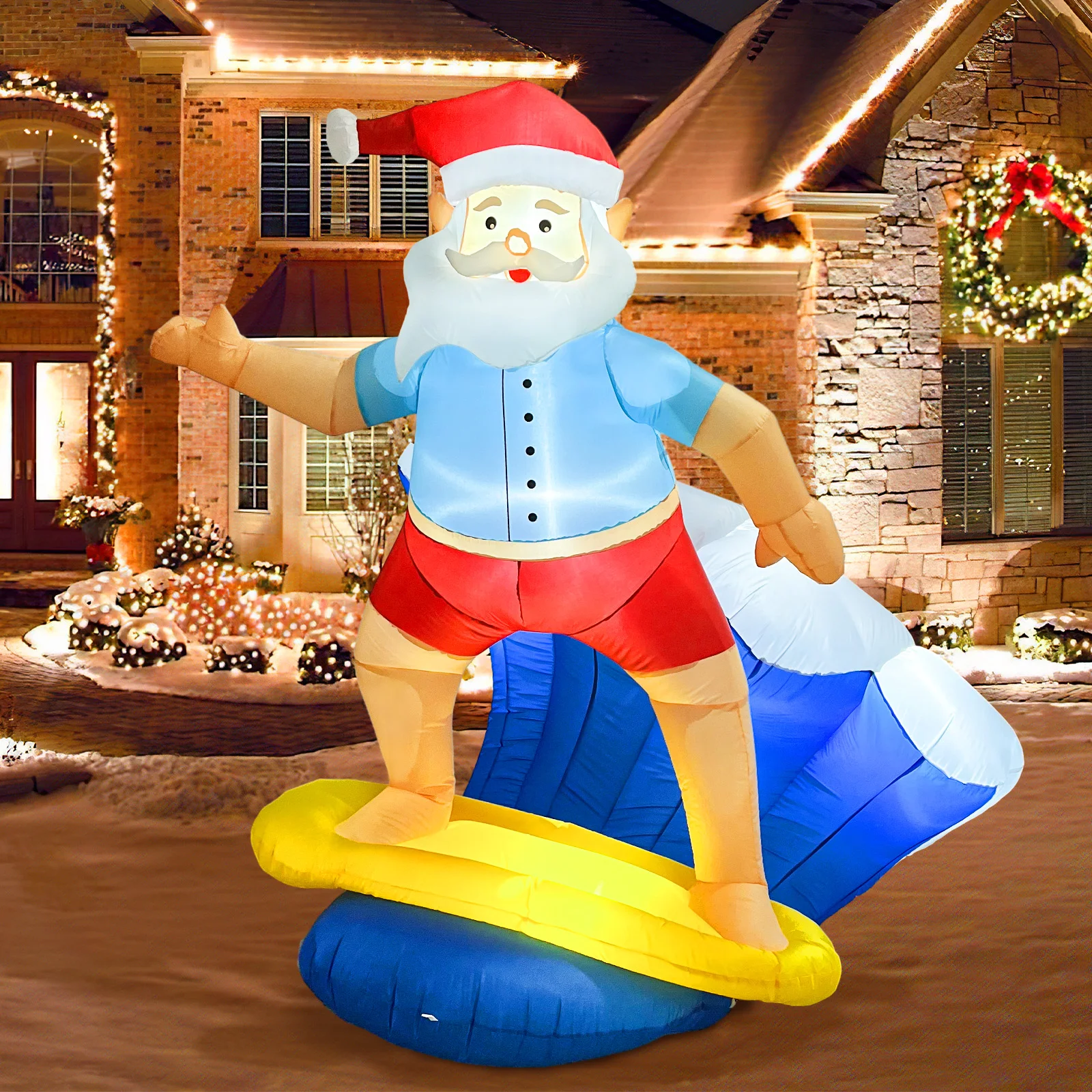 PartyWorld-6FT-Christmas-Inflatable-Outdoor-Surfing-Santa-Claus ...