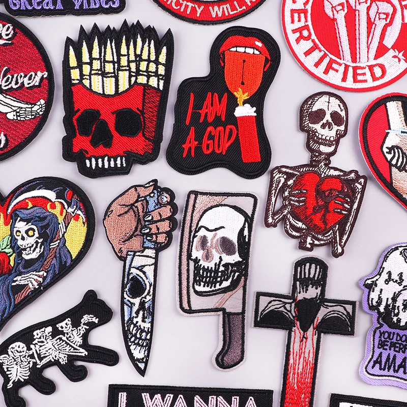 Punk-Patch-Personality-Skull-Embroidered-Patches-For-Clothes-Jackets ...