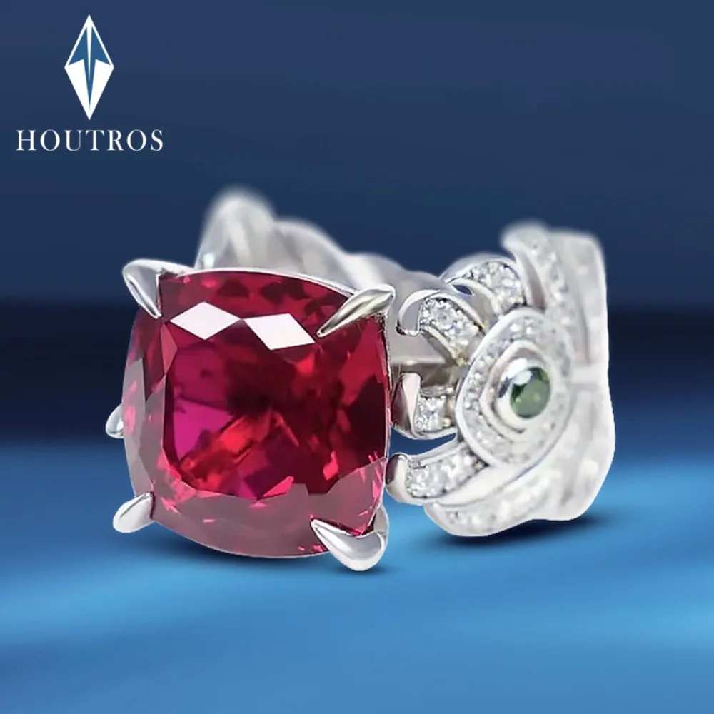 Houtros-12-12MM-Square-Ring-for-Women-925-Sterling-Sliver-Sparking-Ruby ...