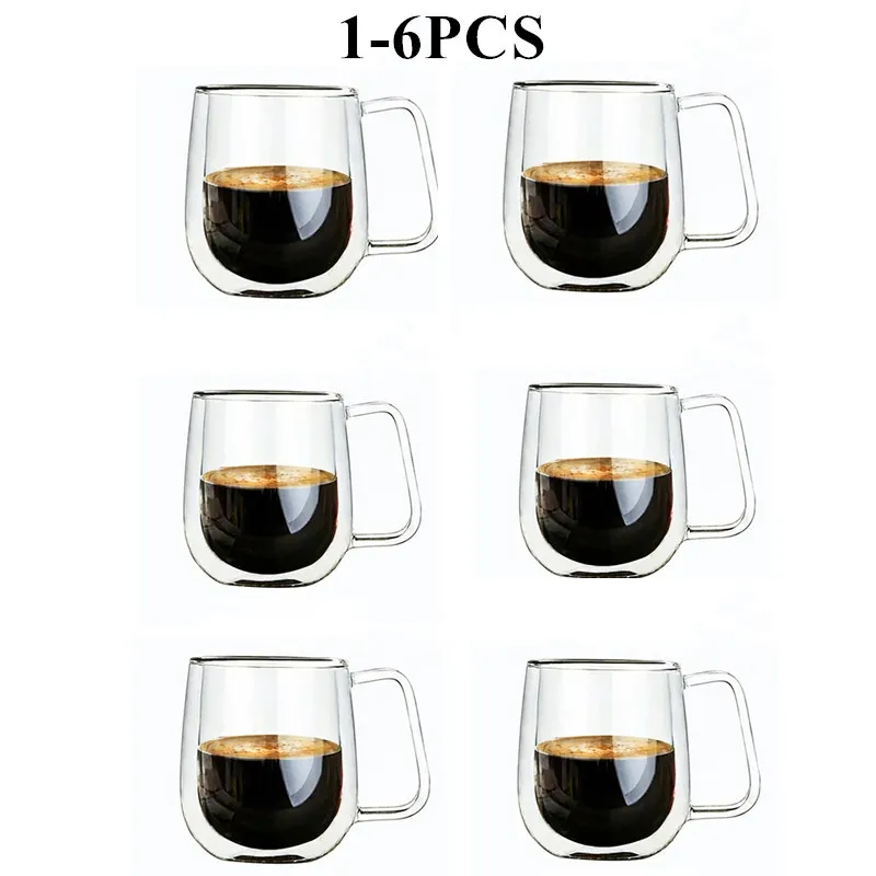 Double-Wall-Tea-Glass-Mug-Heat-Resistant-Beer-Coffee-Water-Cup-Handmade ...