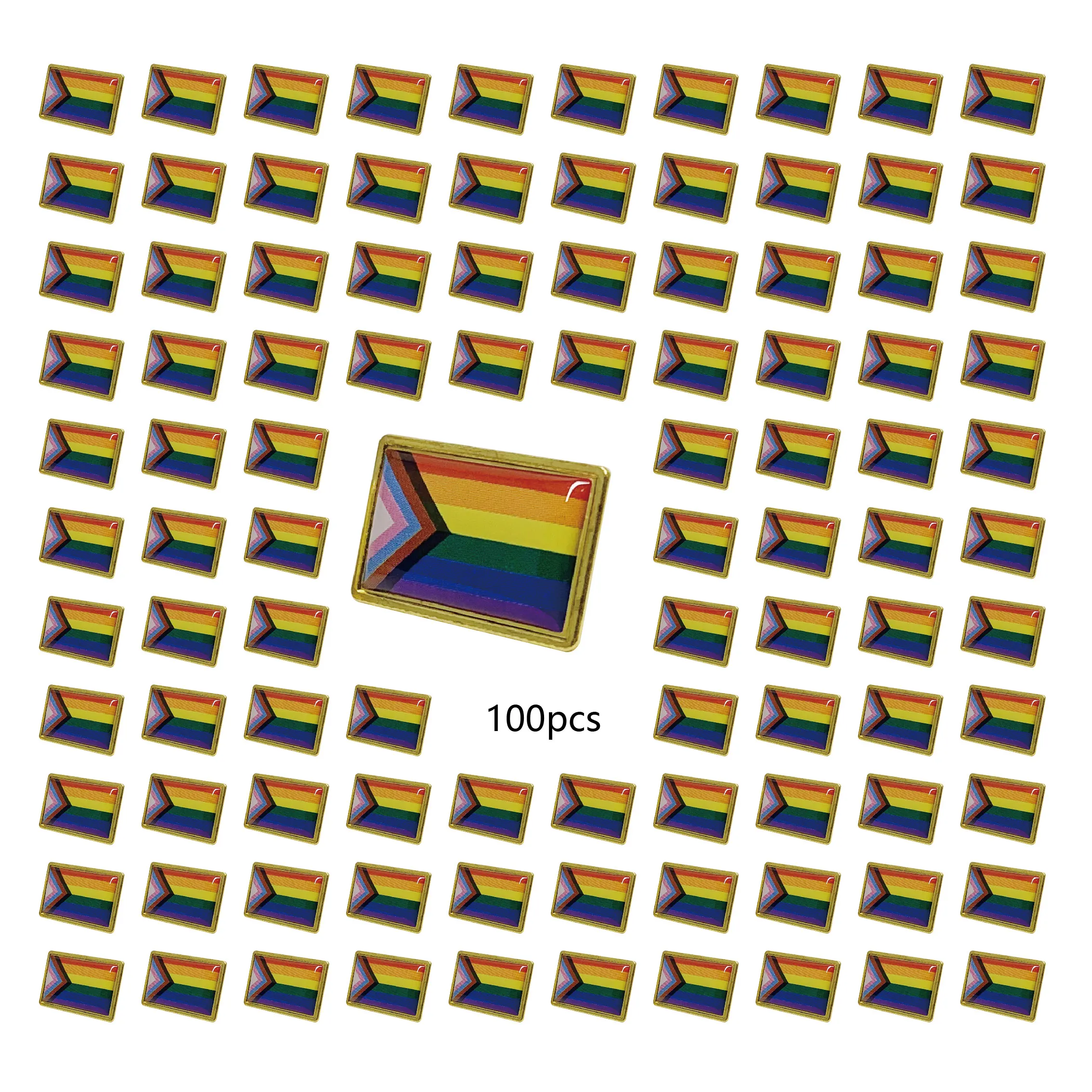 100pcs-Gay-metal-rectangular-Progress-Pride-Pin-Rainbow-Gay-Flag-LGBTQ ...
