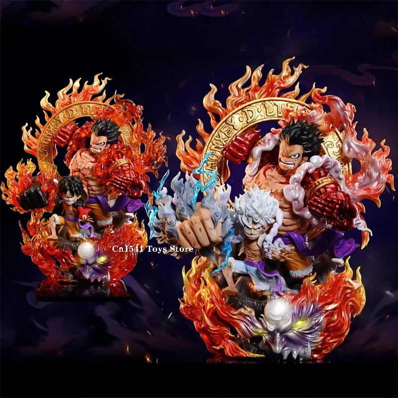 24CM-Anime-Luffy-Figure-One-Piece-Straw-Hat-Gang-Awakening-Statue-Fire ...