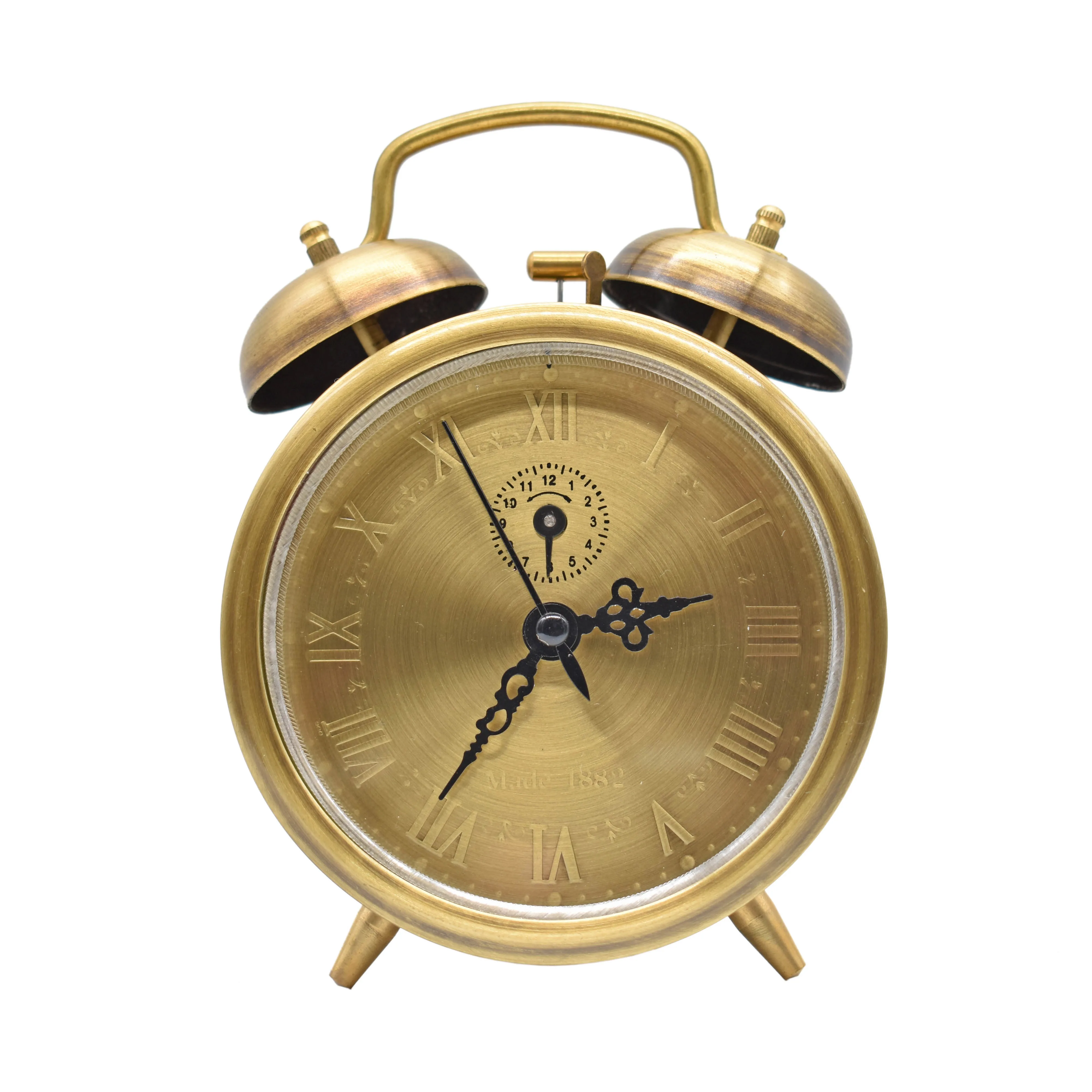 Retro-Mechanical-Alarm-Clock-Silent-Gold-Clockwork-Table-Clock-Vintage ...