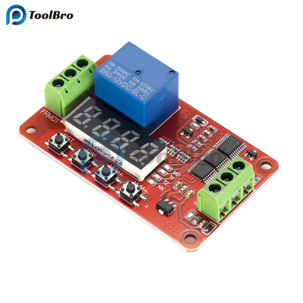 FRM01 LED Digital Time Delay Relay Módulo DC 12V Timer Multifuncional ...