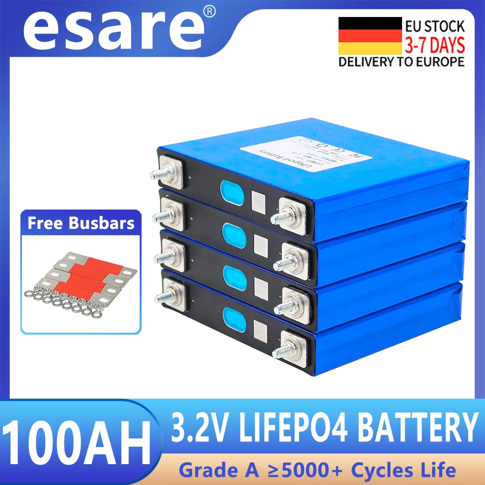 Lifepo4 Lithium Iron Phosphate Battery, 3.2V 100Ah, 12V 24V 36V 48V, células recarregáveis para ...