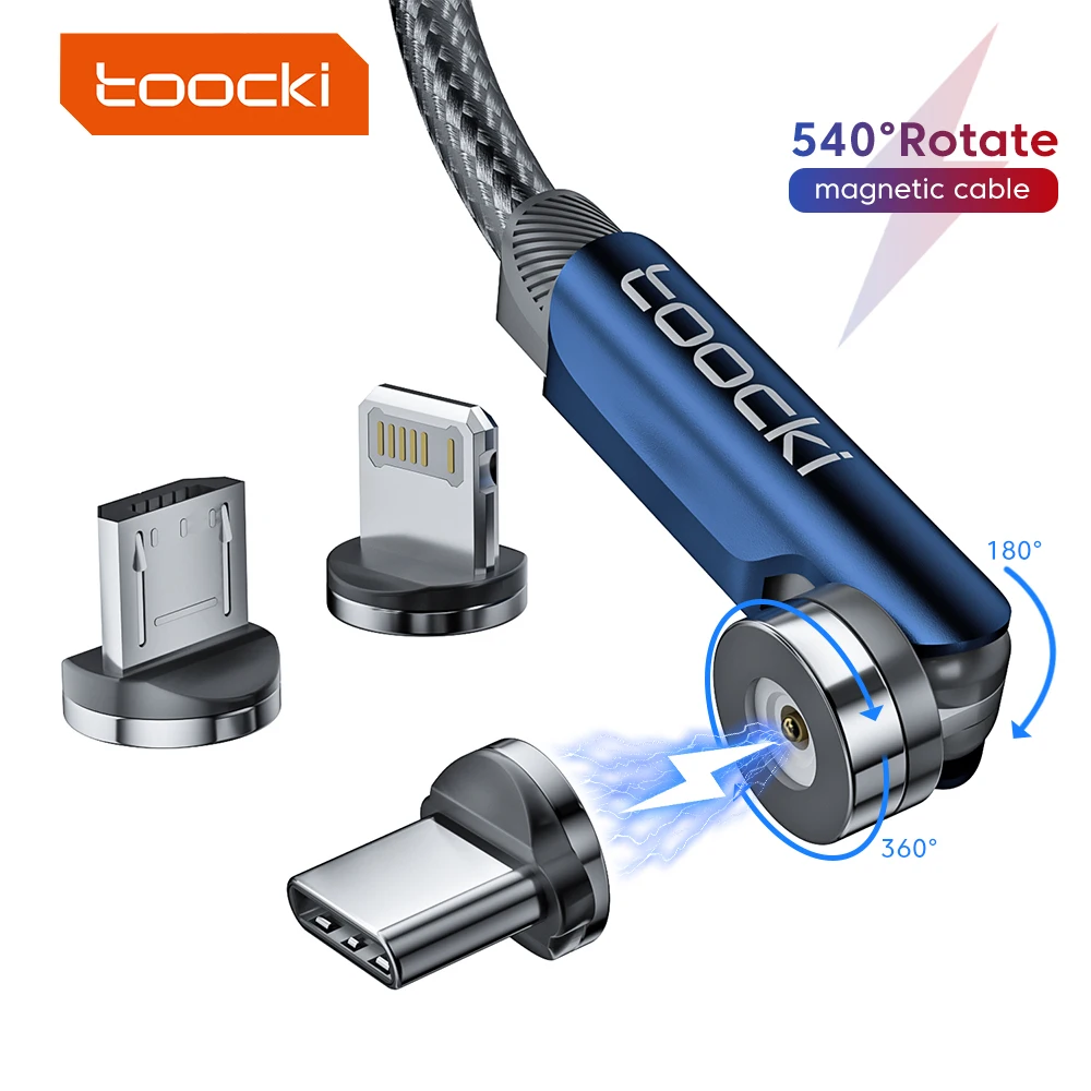 Toocki 540 Rotate Magnetic Cable Fast Charging Micro Usb Type C Cable ...