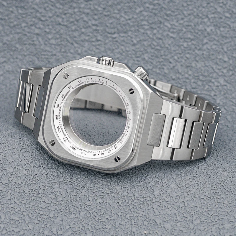 42mm Square Watch Case Rotated Ring Sapphire Glas Fit Seiko NH35 NH36 ...