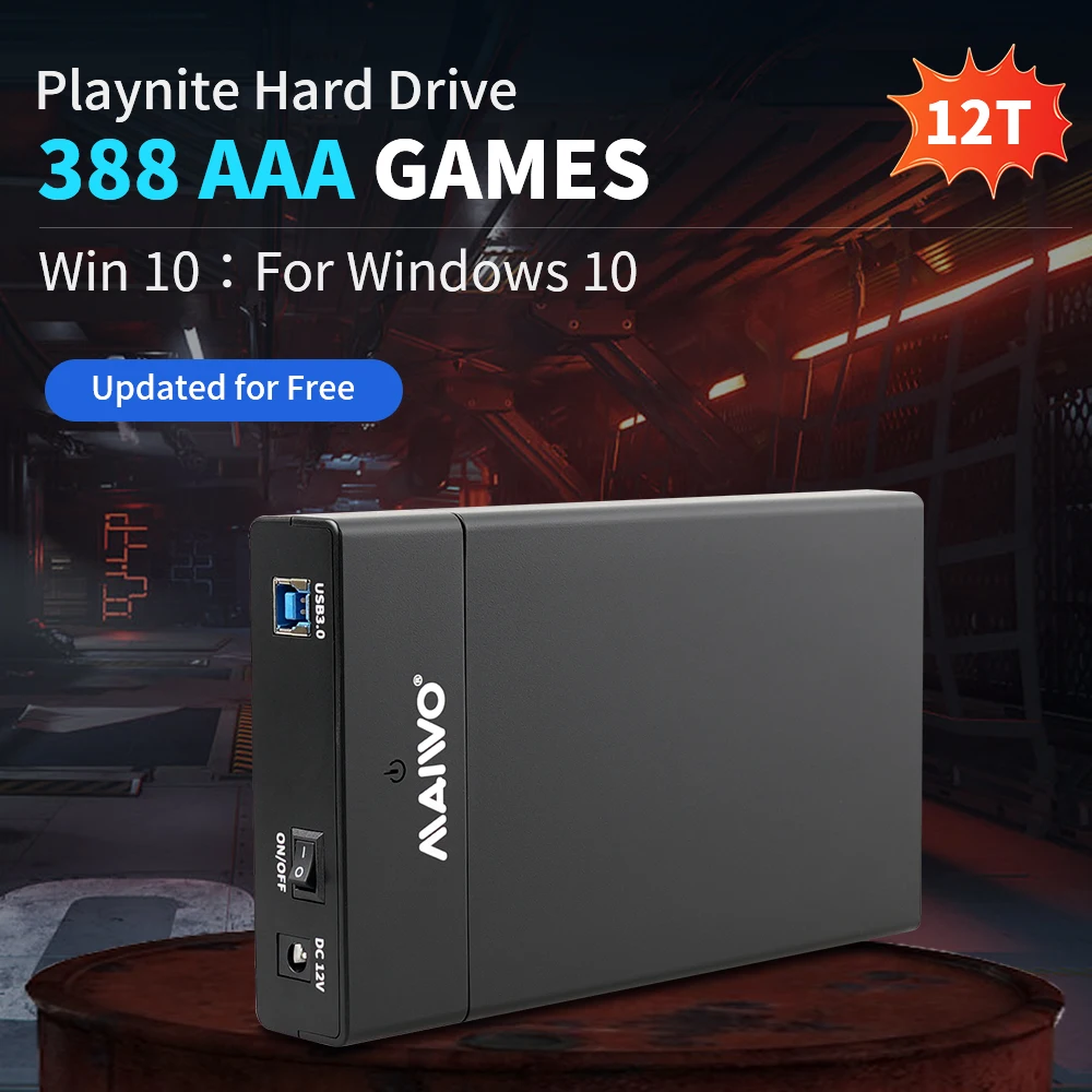 Playnite System External Hard Drive For Windows PC/Laptop 12TB Game HDD Pre-Load 390 AAA Games ...