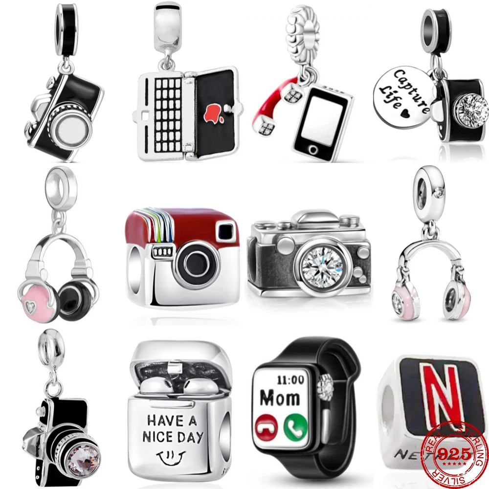 New-925-Sterling-Silver-Camera-Earphone-Laptop-Electronic-Watch-Charm ...
