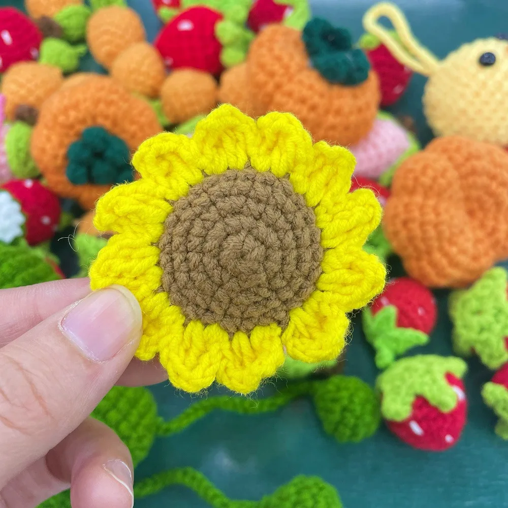 M-o-tecido-Crochet-girassol-malha-flor-sapatos-meias-chap-u-decorativo ...