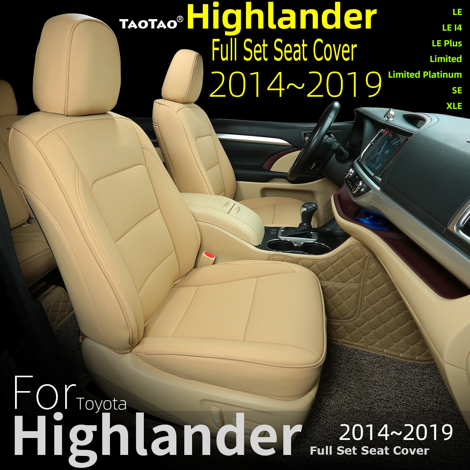 Custom-Full-Set-Car-Seat-Covers-For-Toyota-Highlander-2014-2015-2016 ...
