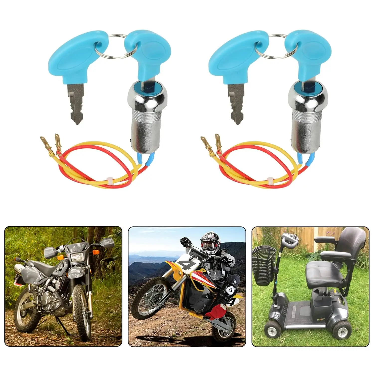 2 Wires Ignition Switch Key Starter Switch with 2 Keys On-Off for ...