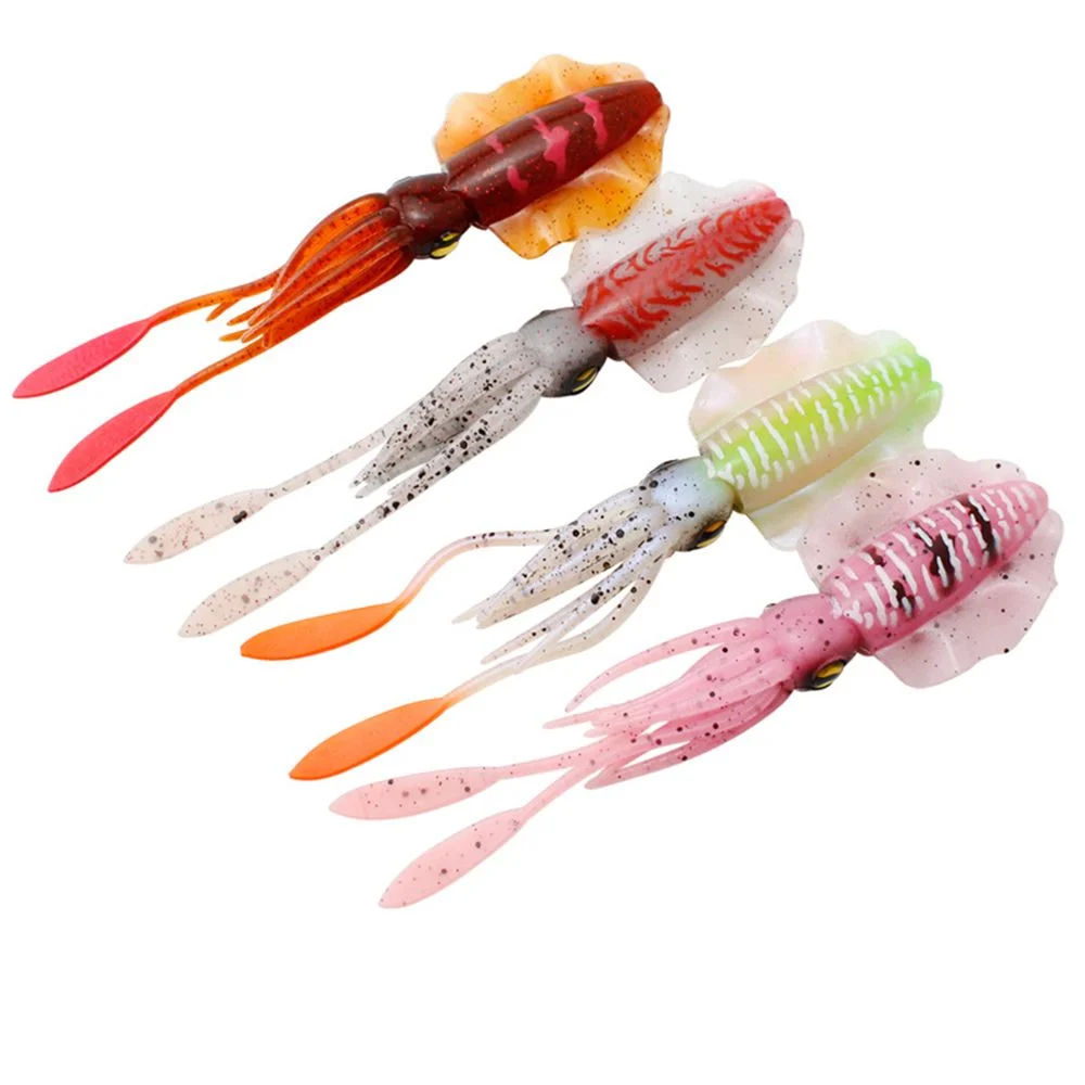 1Pc Silicone Fishing Lure Octopus Squid 3D Eyes Luminous for Sea ...