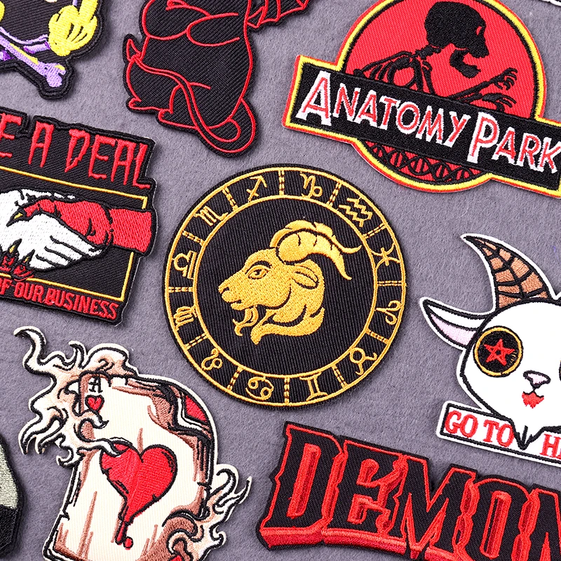 Capricorn-Embroidery-Patch-Iron-On-Patches-For-Clothes-Demon-Hip-Hop ...