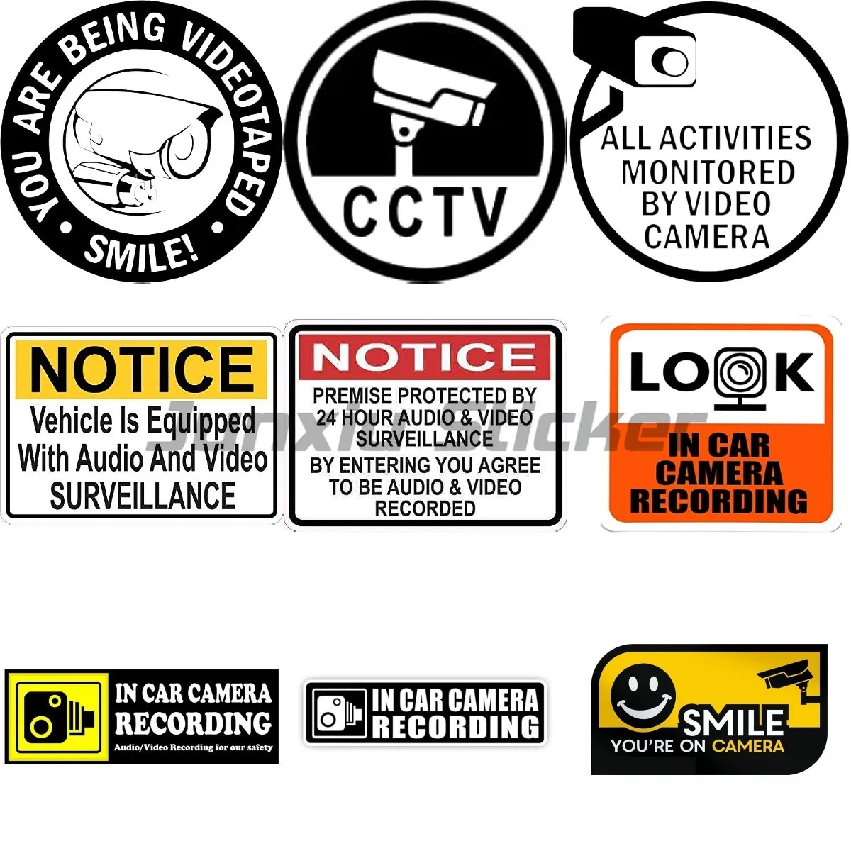 Security-Camera-Recording-In-Progress-Warning-Vinyl-Decal-Stickers-Car ...