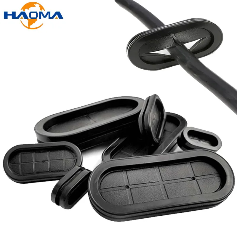 Black-Oval-Blanking-Hole-Rubber-Grommets-Double-Sided-Protect-Wire ...