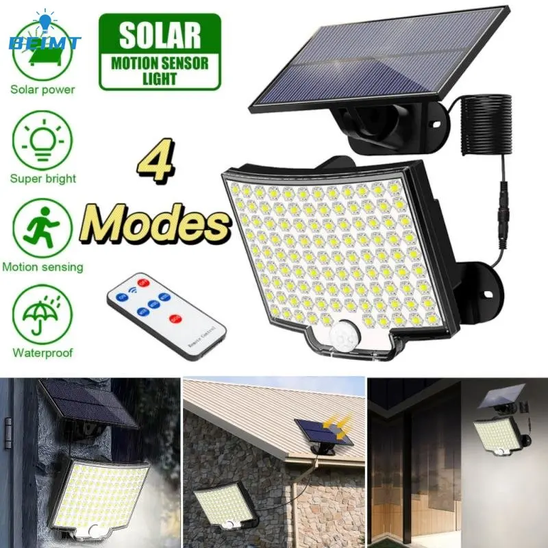 Luz Solar para exteriores con Sensor de movimiento, 106 LED, superbrillante, IP65, resistente al ...