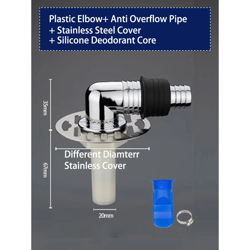 Plastic Elbow + Anti Overflow Pipe +Stainless Steel Cover + Silicone ...