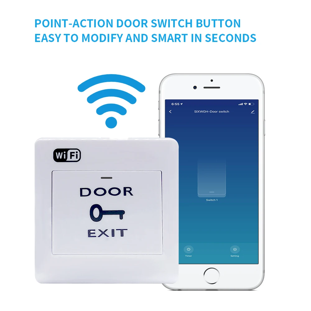 WIFI Door Exit Button,Point-action Door Switch Button,Tuya Smart Life ...