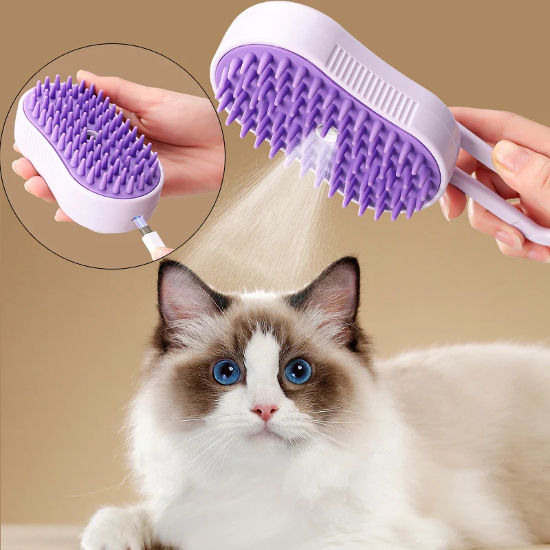 Rechargeable Pet Spray Brush for Long Hair Animals Cat Dog Massage Comb ...