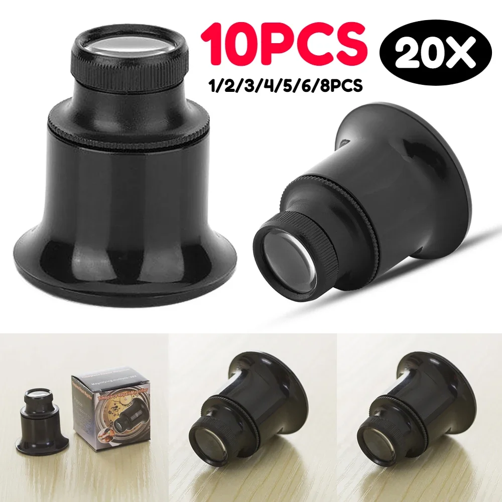 1-10PCS-20X-Jeweler-Watch-Magnifier-Tool-Portable-Monocular-Magnifying ...