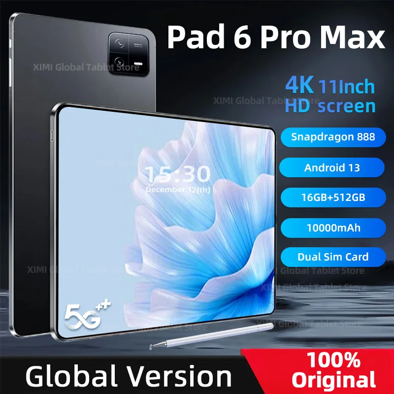 Tableta-HD-4K-Pad-6-Pro-Android-13-Snapdragon-2024-11-pulgadas-16GB-1TB ...
