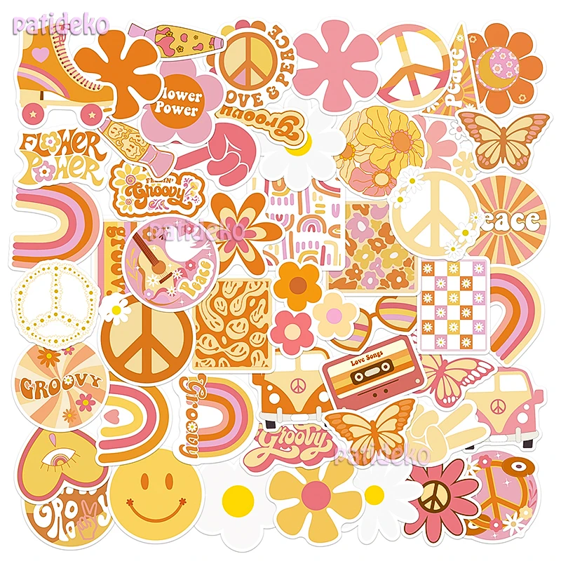 Groovy-pegatinas-de-vinilo-estilo-bohemio-Hippie-para-decoraci-n-de ...