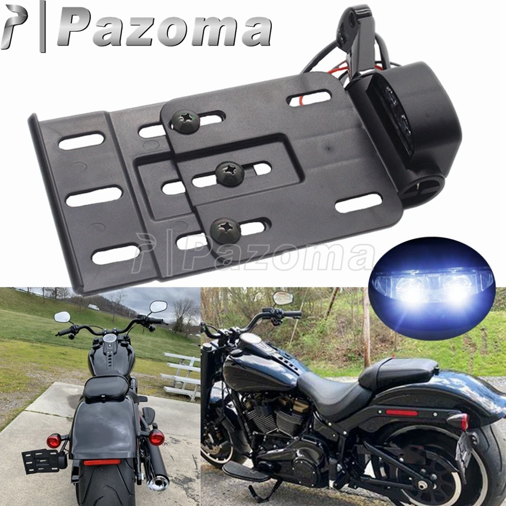Motorcycle LED Folding Bracket Side License Plate Holder for Harley ...