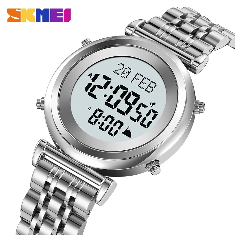 SKMEI-Full-Steel-Muslim-Azan-Digital-Watch-Mens-Back-Light-Waterproof ...