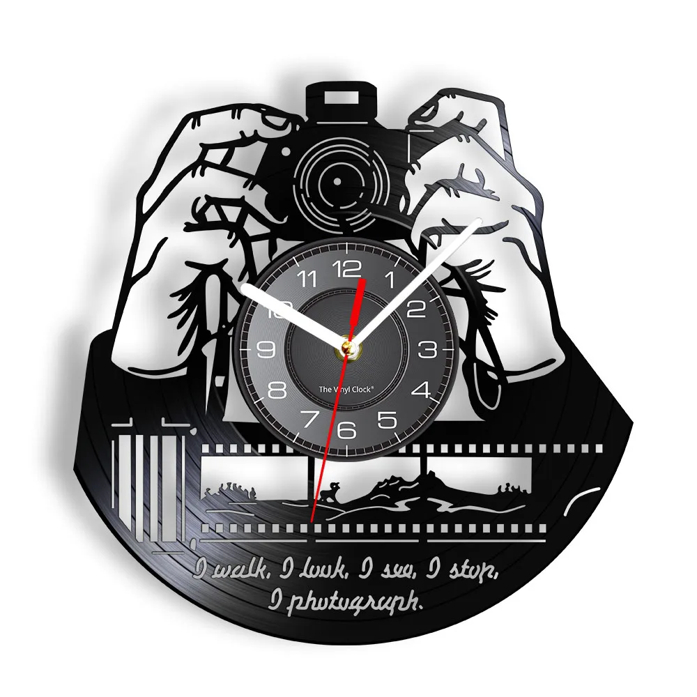 Hands-On-Camera-Photo-Camera-Wall-Clock-Photographers-Vinyl-Record-Wall ...