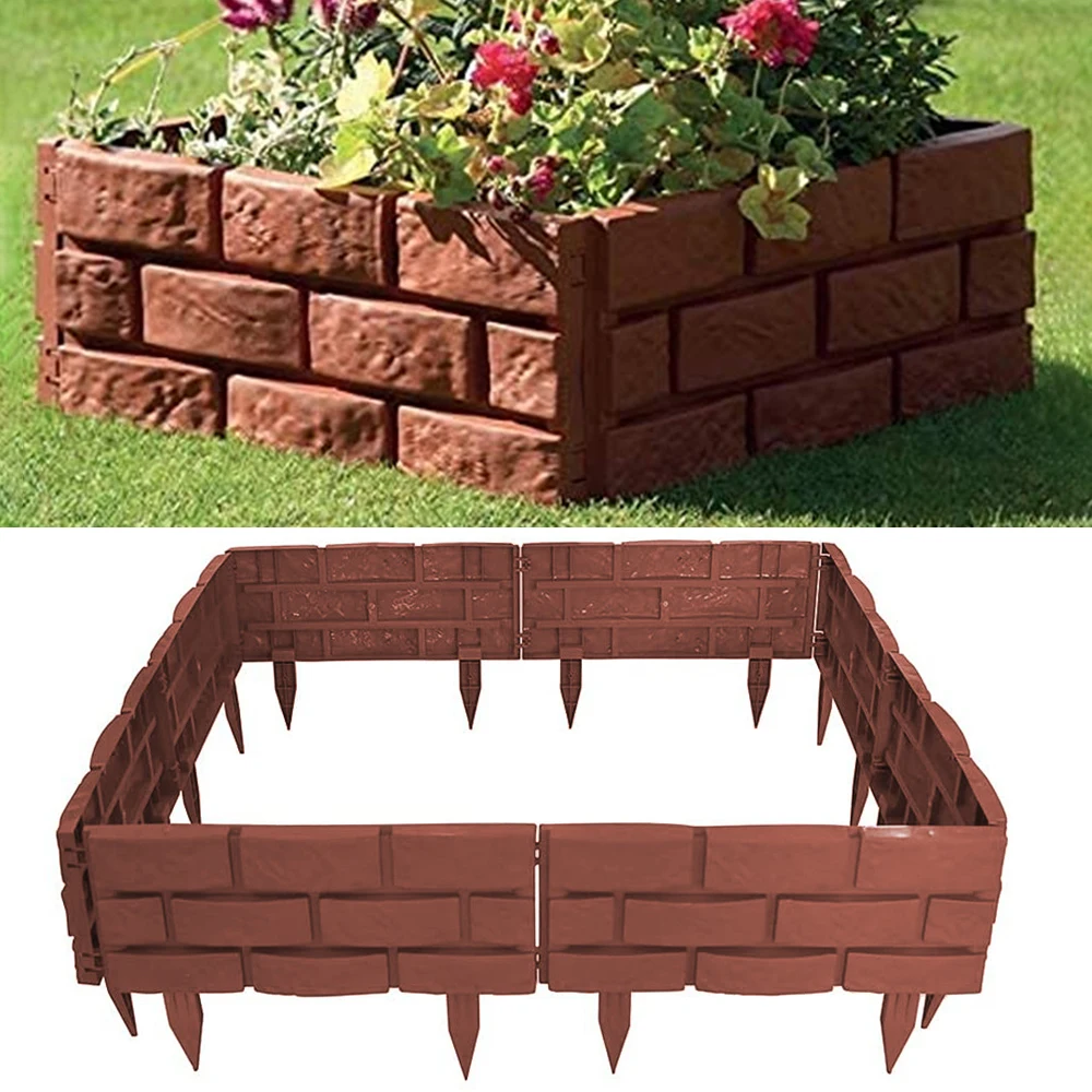 Garden-Edging-Border-Fence-Imitation-Stones-Brick-Lawn-Plant-Flower ...