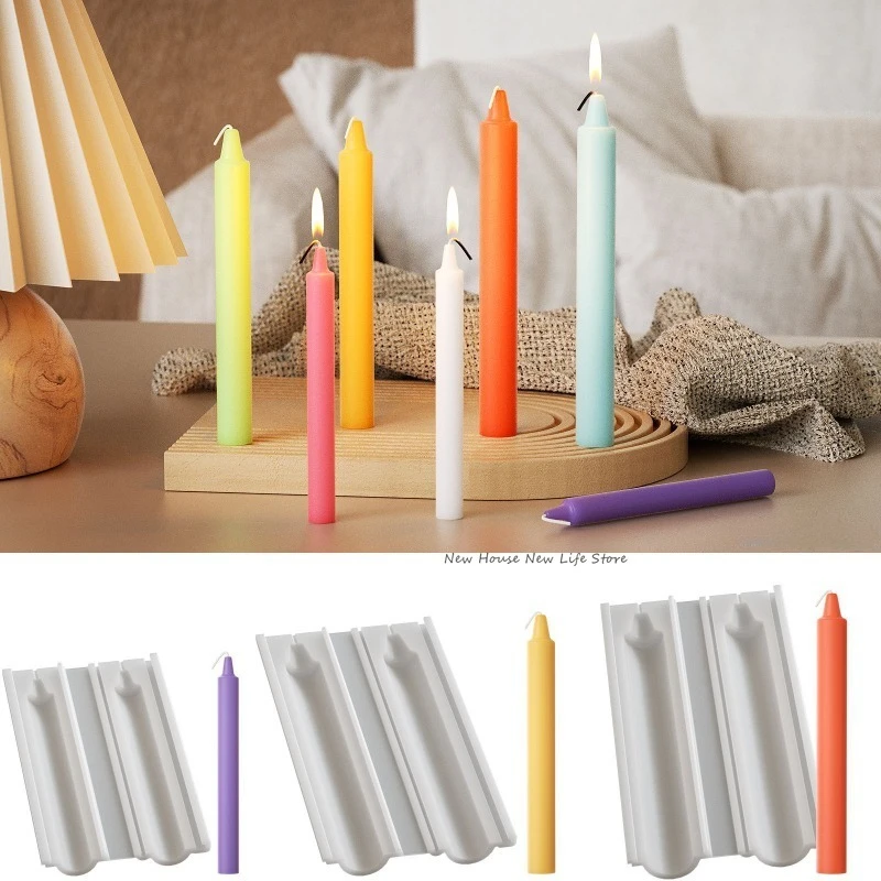 Cylinder Silicone Candle Mold DIY Long Rod Candles Dinner Ornament ...
