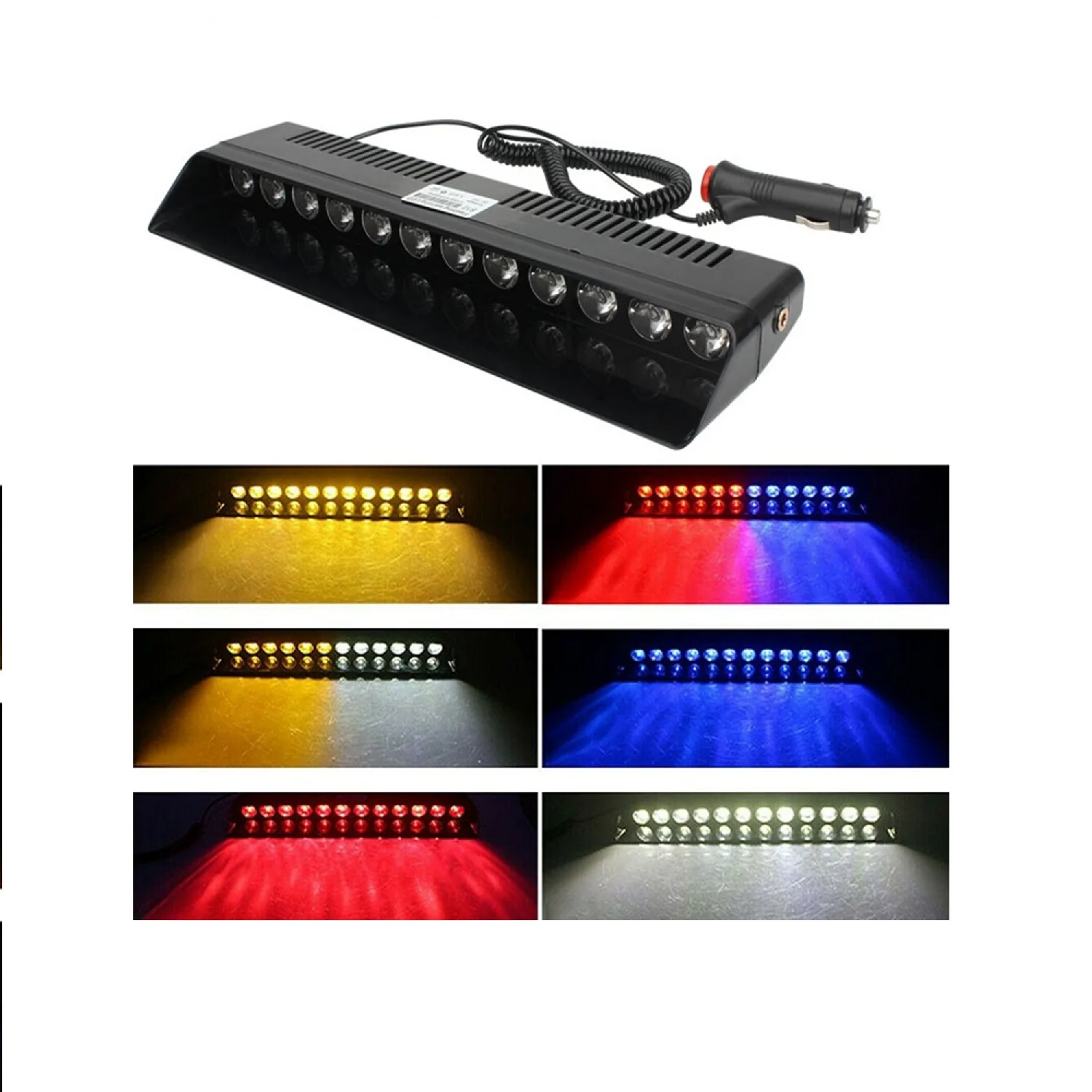 Car Strobe Flashing Lights Lamp 12LED Red/Blue/Amber/Yellow/White ...
