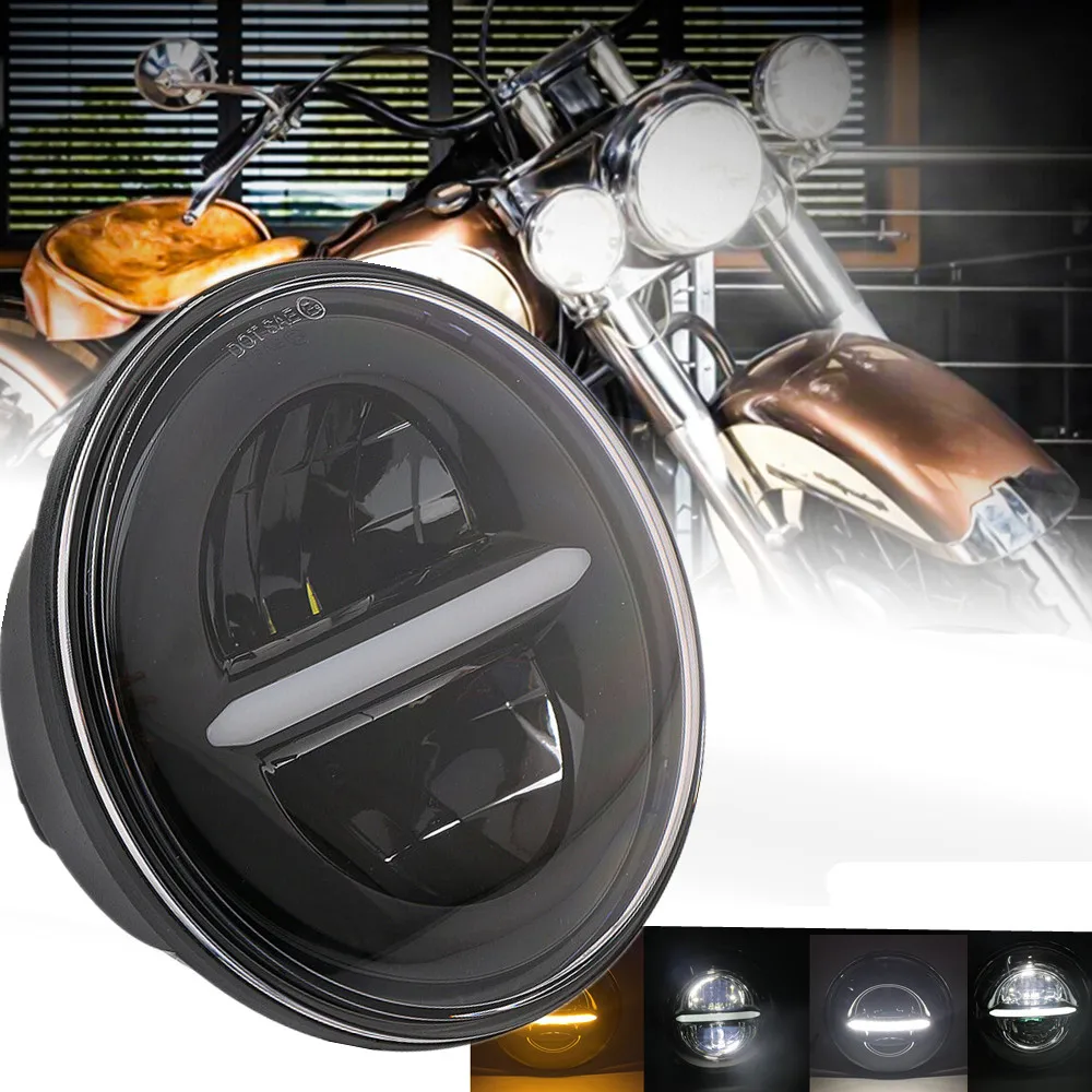 Universal-LED-Moto-Farol-para-Softail-Slim-Fat-Boy-Halo-Angel-Eyes-DRL ...