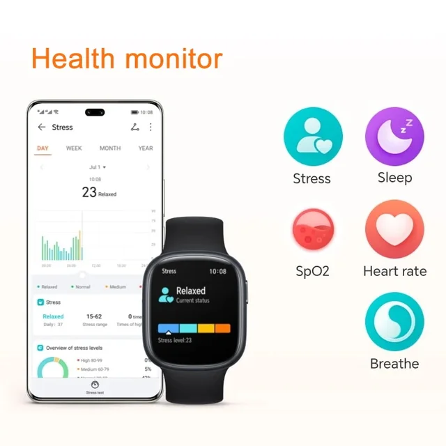 HONOR Watch 4 Smart Watch GPS Blood Oxygen Monitor 1.75” AMOLED Color ...